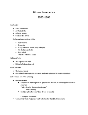 Dissent In America final lecture notes - Dissent In America Final ...