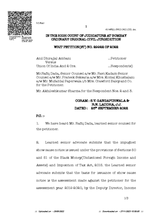 Anila Rasiklal Mehta in WP 1300 of 2019 and order of BHC dt.13 - IN THE ...
