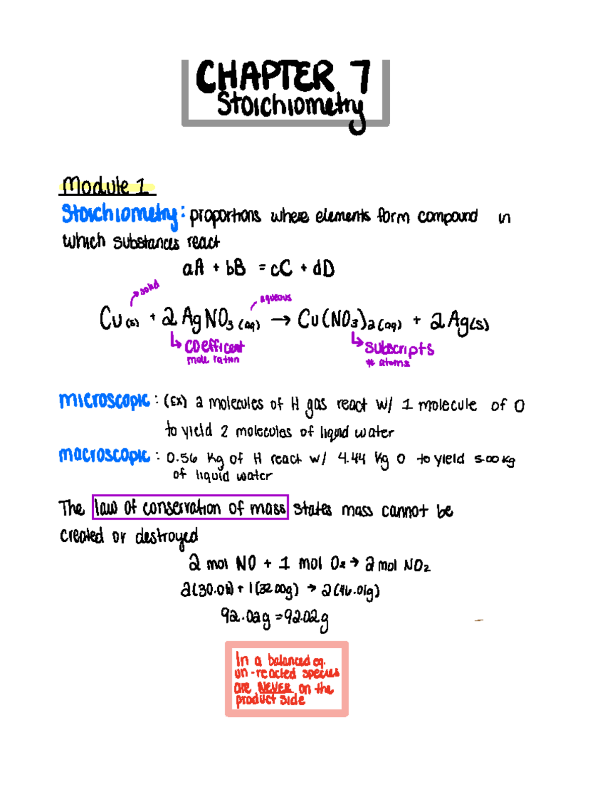 Chapter 7 stoichiometry - CHAPTER 7 Stoichiometry Module 1 ...