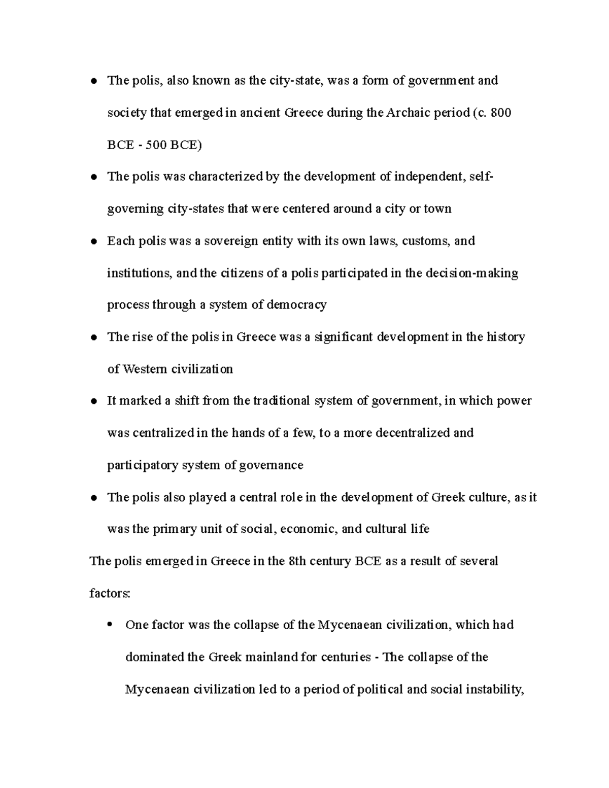 Greece and the Rise of the Polis - The polis, also known as the city ...