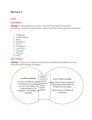 BIG Picture D - assignment - Big Picture B ULOa Let’s Check Activity 1 ...