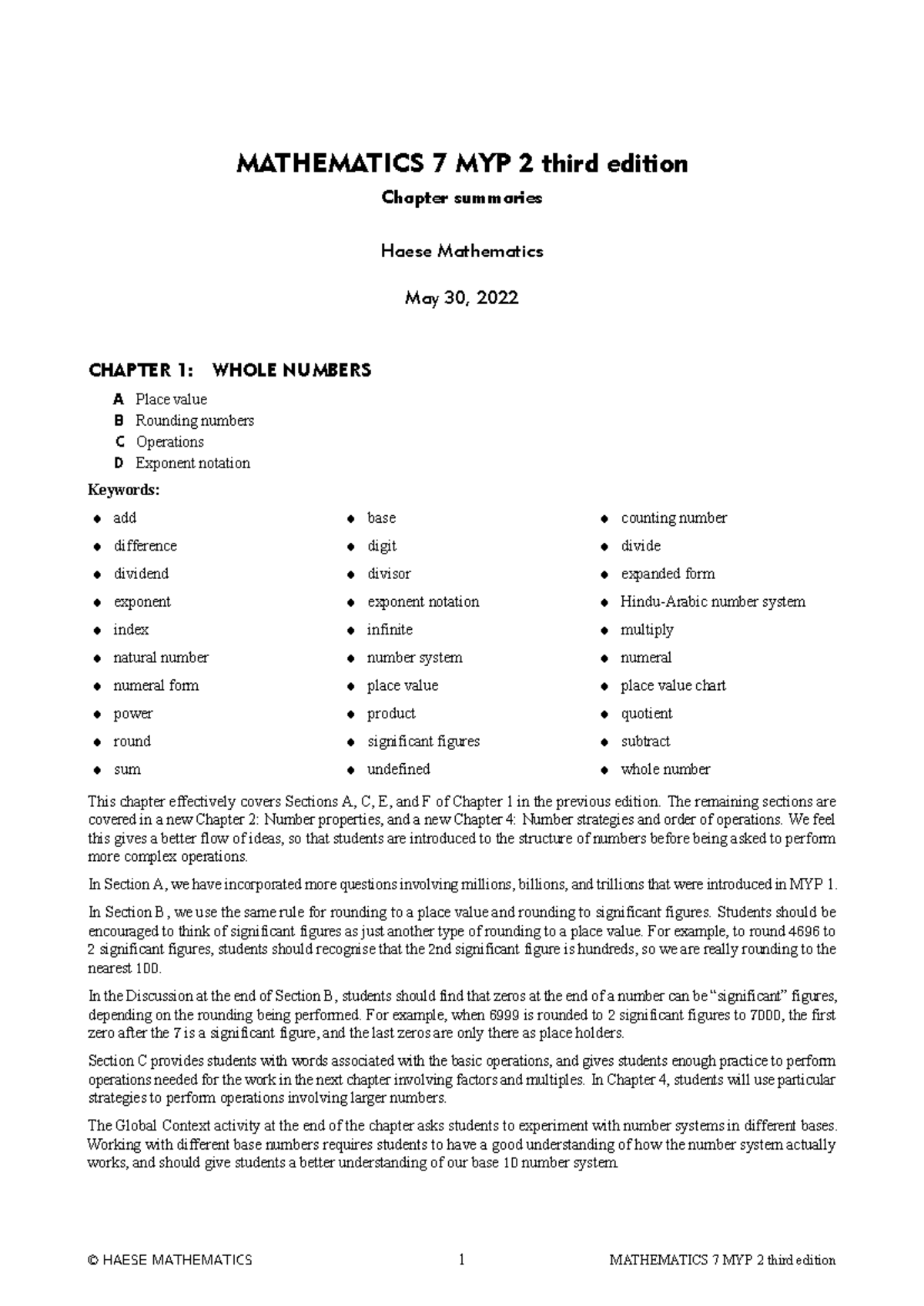 Myp 2 3ed chapter summaries - MATHEMATICS 7 MYP 2 third edition Chapter ...