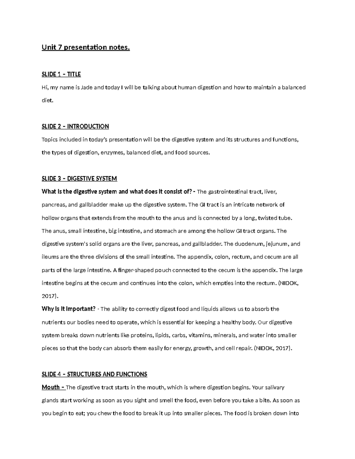 Unit 7 Q 1 Notes - Unit 7 presentation notes. SLIDE 1 – TITLE Hi, my ...