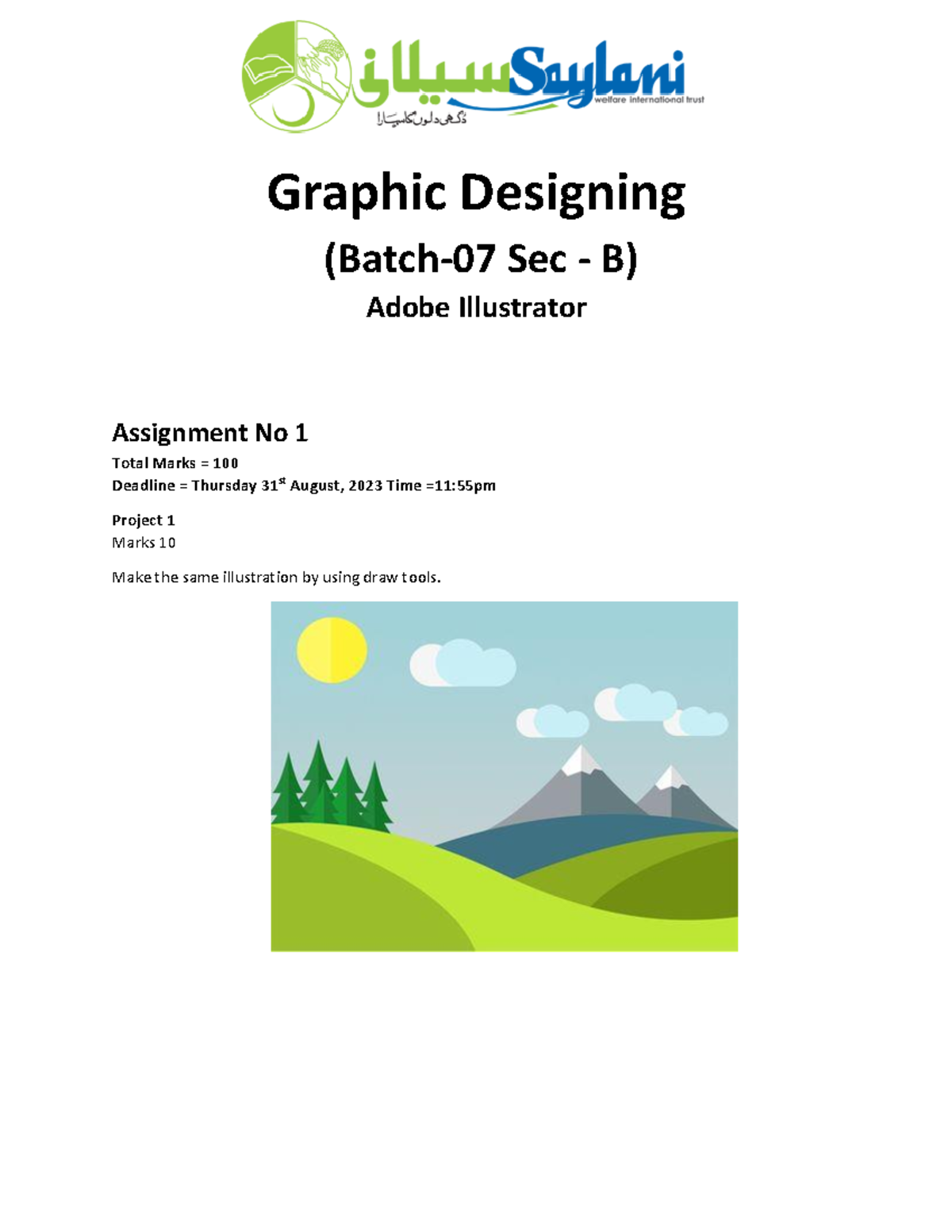 Assignment No 1 - Graphic Designing (Batch-07 Sec - B) Adobe ...
