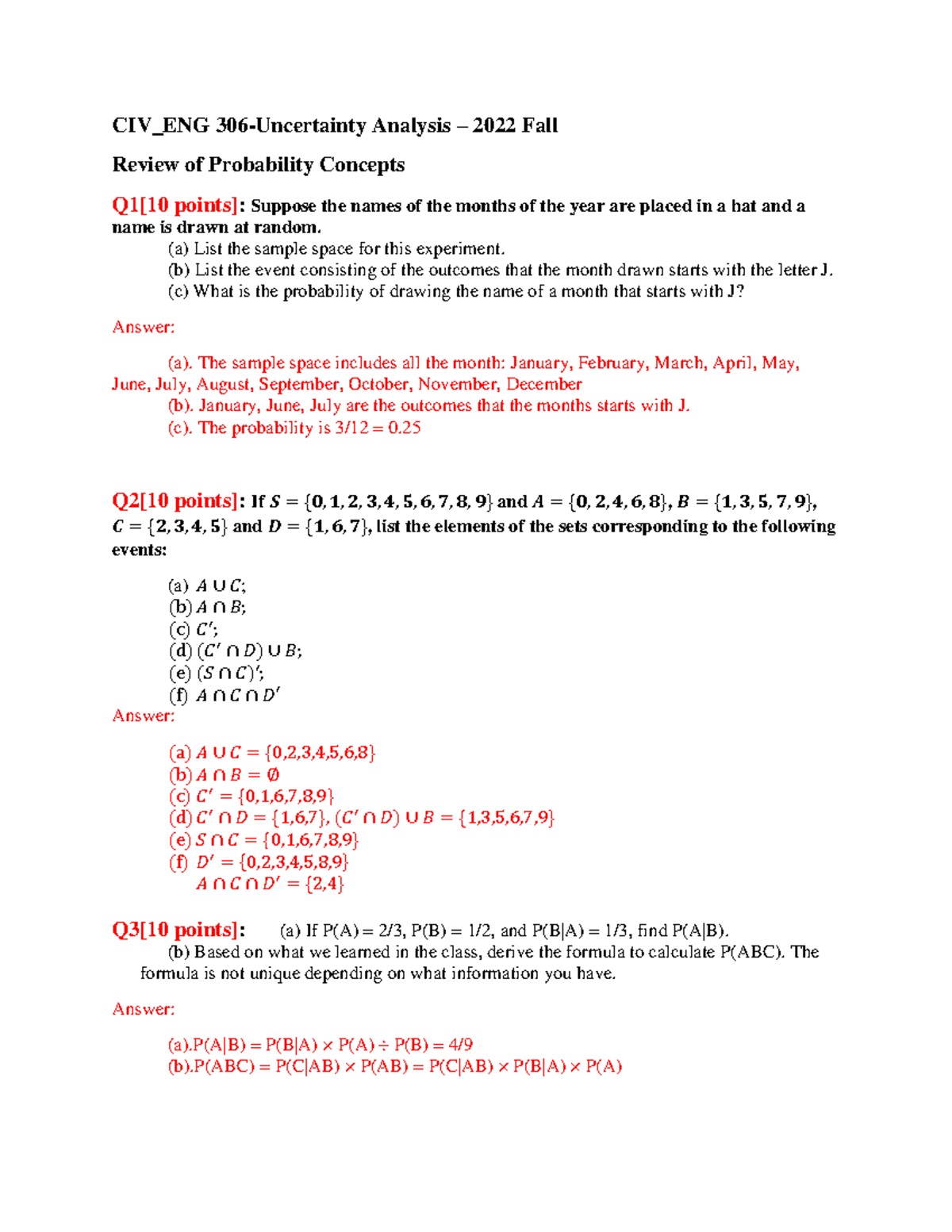 CIV ENV 306 -Assignment 1 - Answer - CIV_ENG 306-Uncertainty Analysis ...