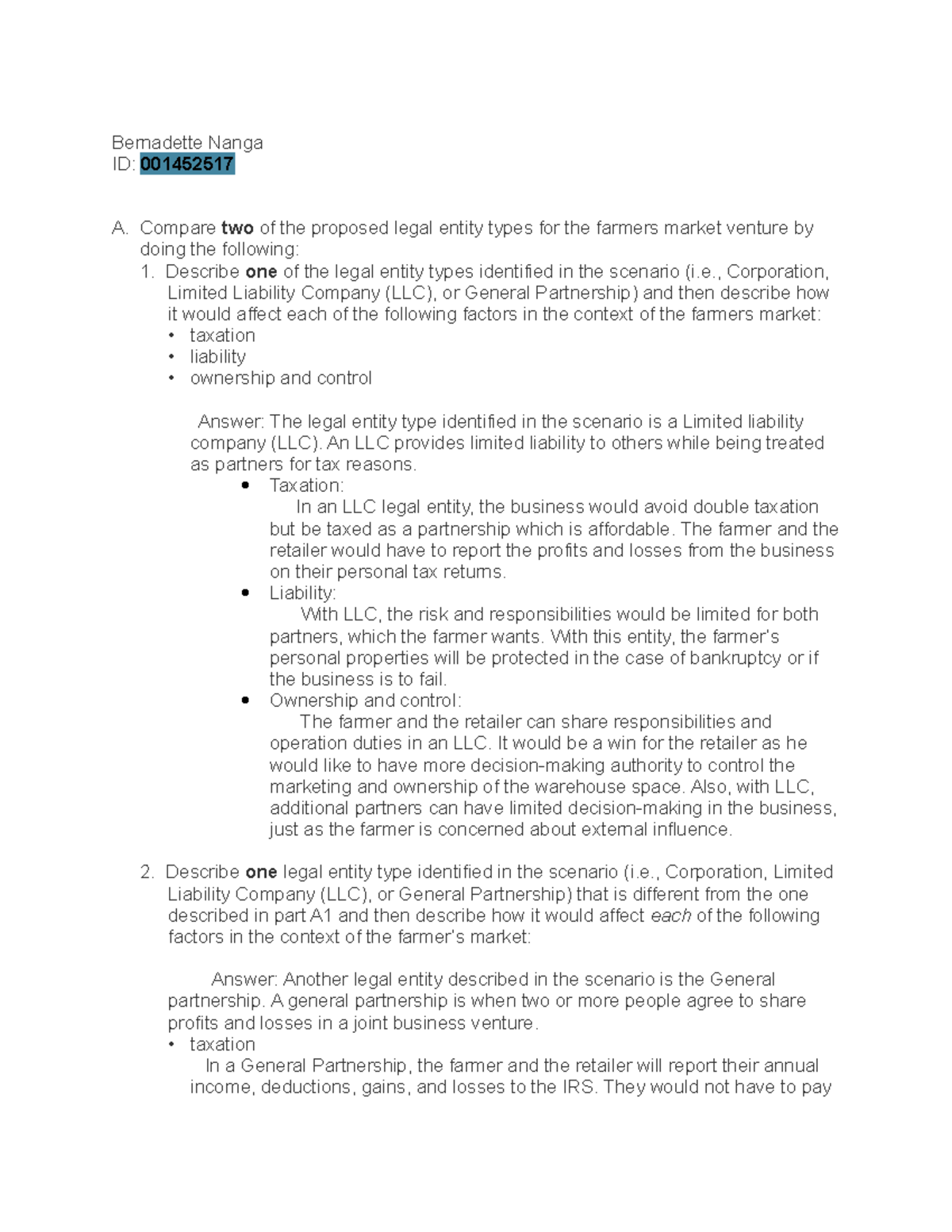 DO78 Task2 - OBJECTIVE ASSESSMENT - Bernadette Nanga ID: 001452517 A ...