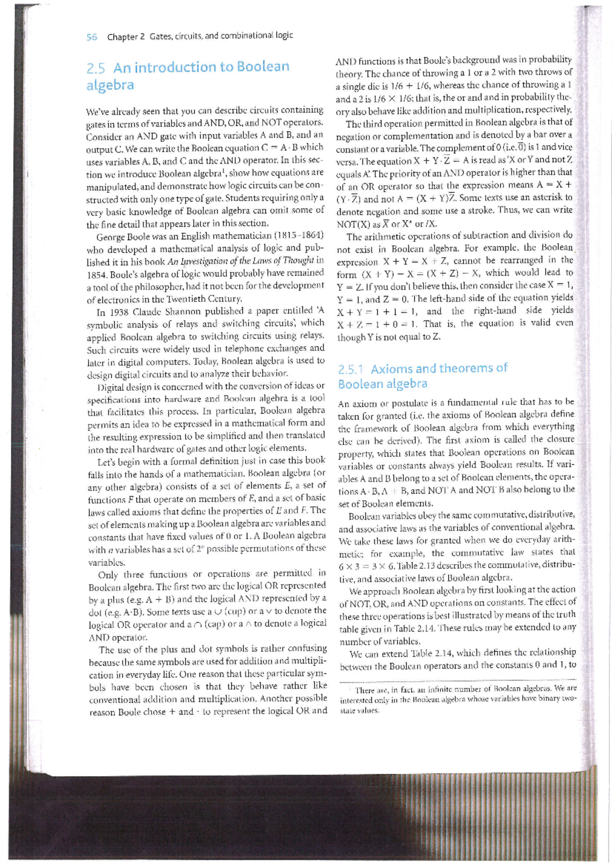 Boolean Algebra Part1 - 56 ChapterZ Gates, circuits,and combinational ...