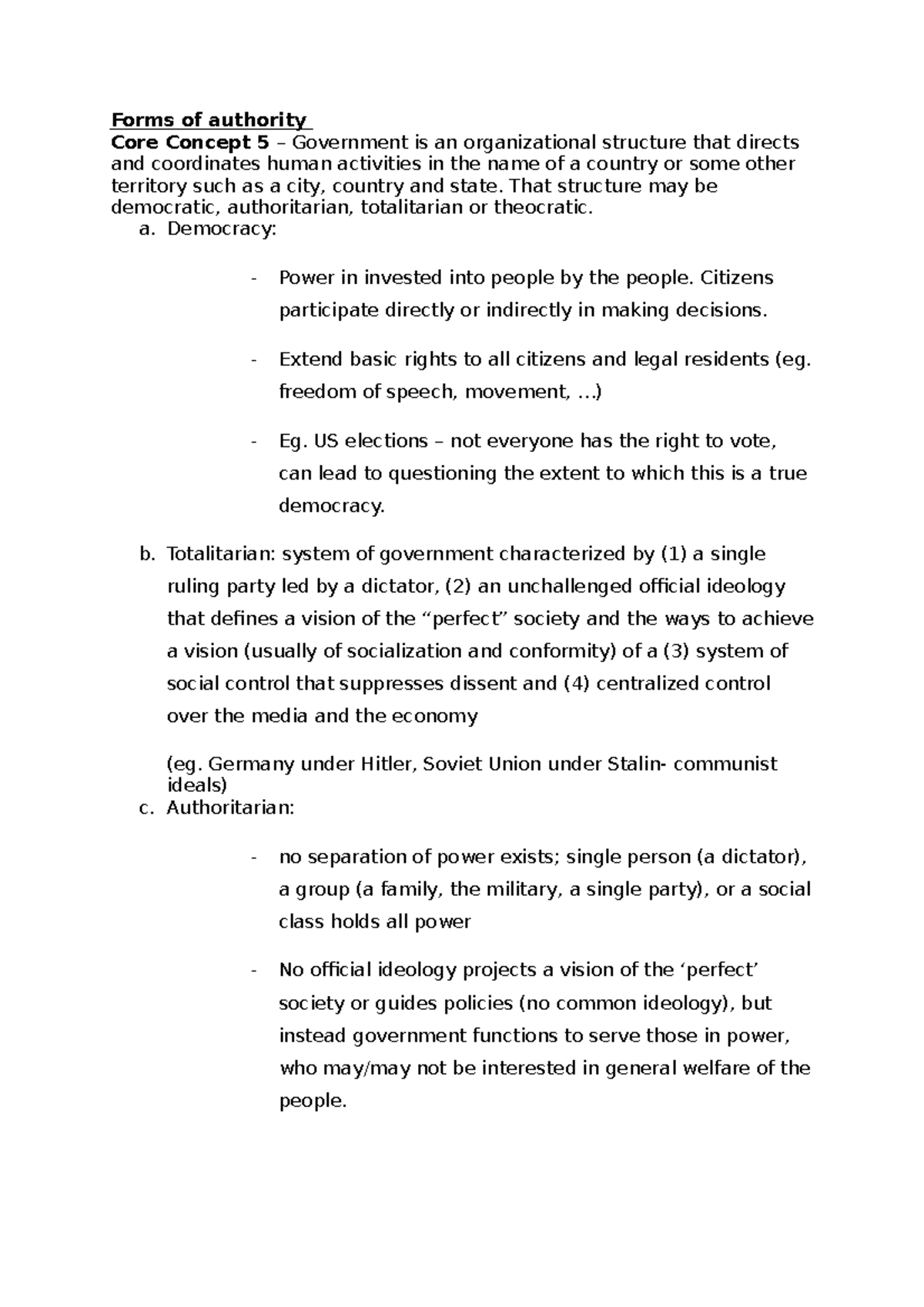 Forms of authority - Forms of authority Core Concept 5 – Government is ...