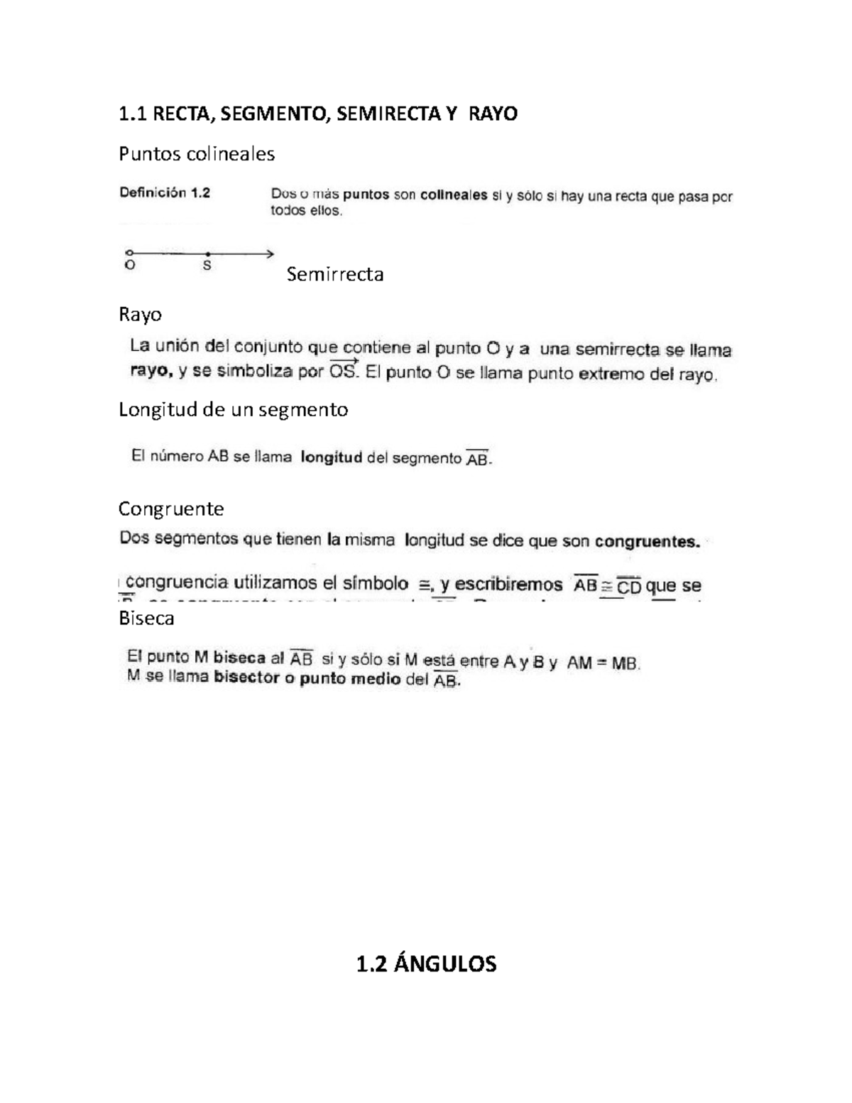 Conceptos de geometría, primer parcial. ... - 1 RECTA, SEGMENTO ...