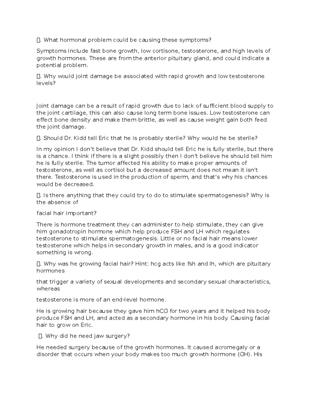 Case Study - . What hormonal problem could be causing these symptoms ...