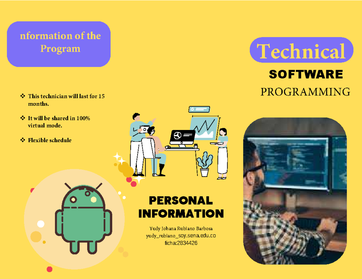 Folleto - Ingles 1 - SOFTWARE PROGRAMMING Technical PERSONAL INFORMATION Yudy Johana Rubiano ...