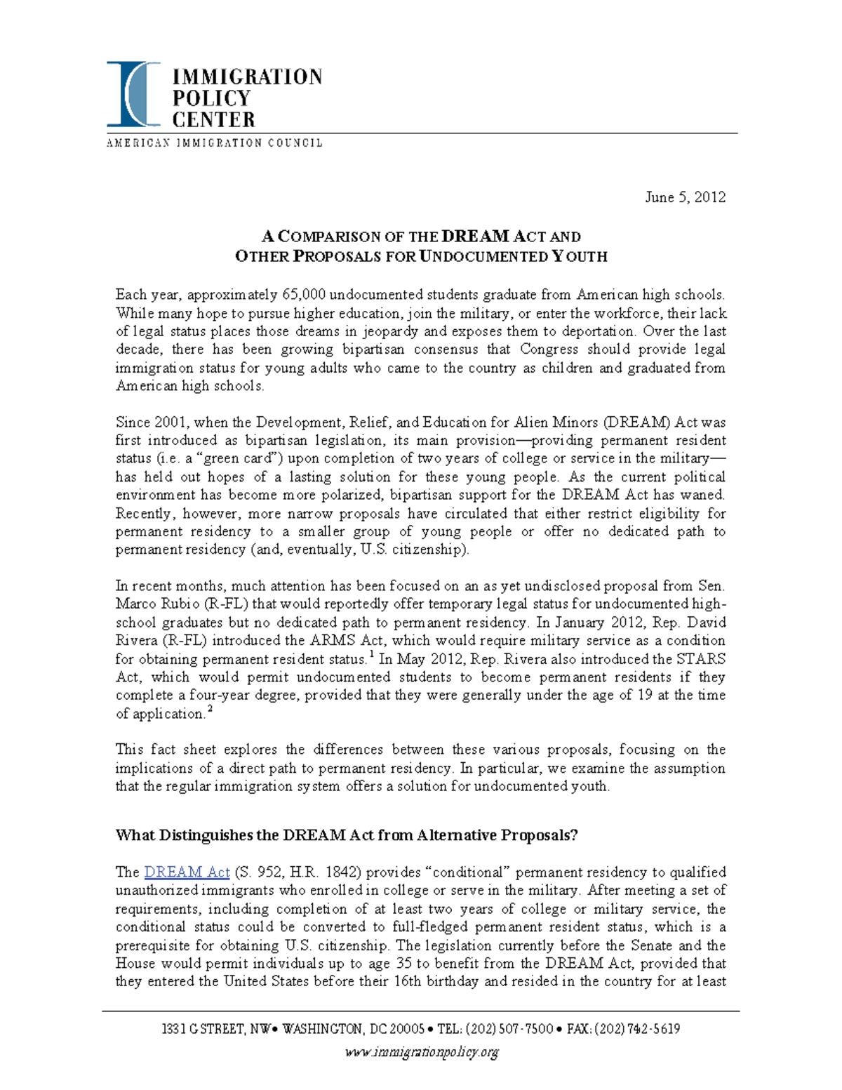 Dream comparison 060112 - 1331 G STREET, NW • WASHINGTON, DC 20005 ...