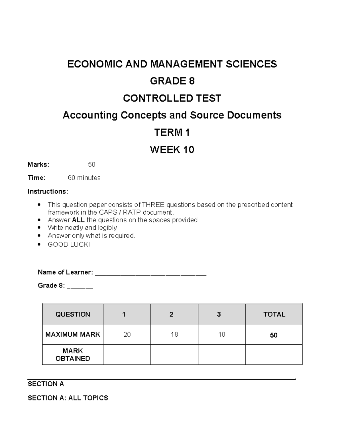 Grade 8 EMS - Task 2 - Example - ECONOMIC AND MANAGEMENT SCIENCES GRADE ...