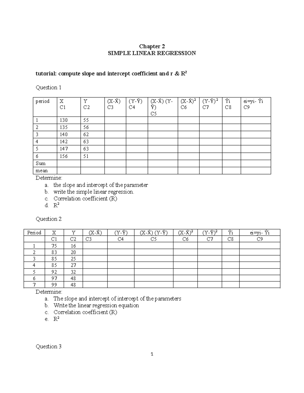 compute slope 2 - the slope and intercept of the parameter b. write the ...
