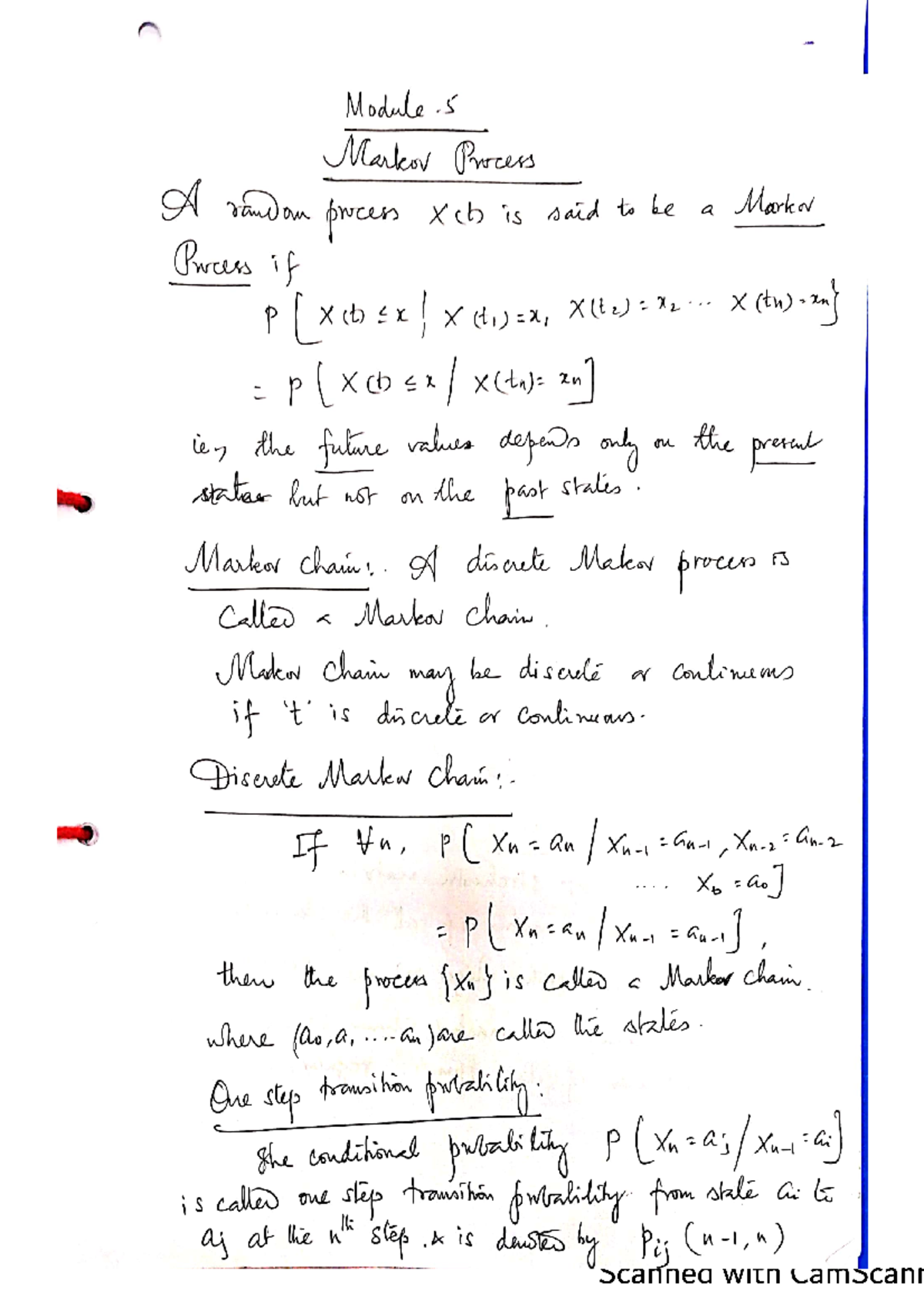 Unit 5 Markov Chain - PQT Handwritten Notes - Probability and Queueing ...