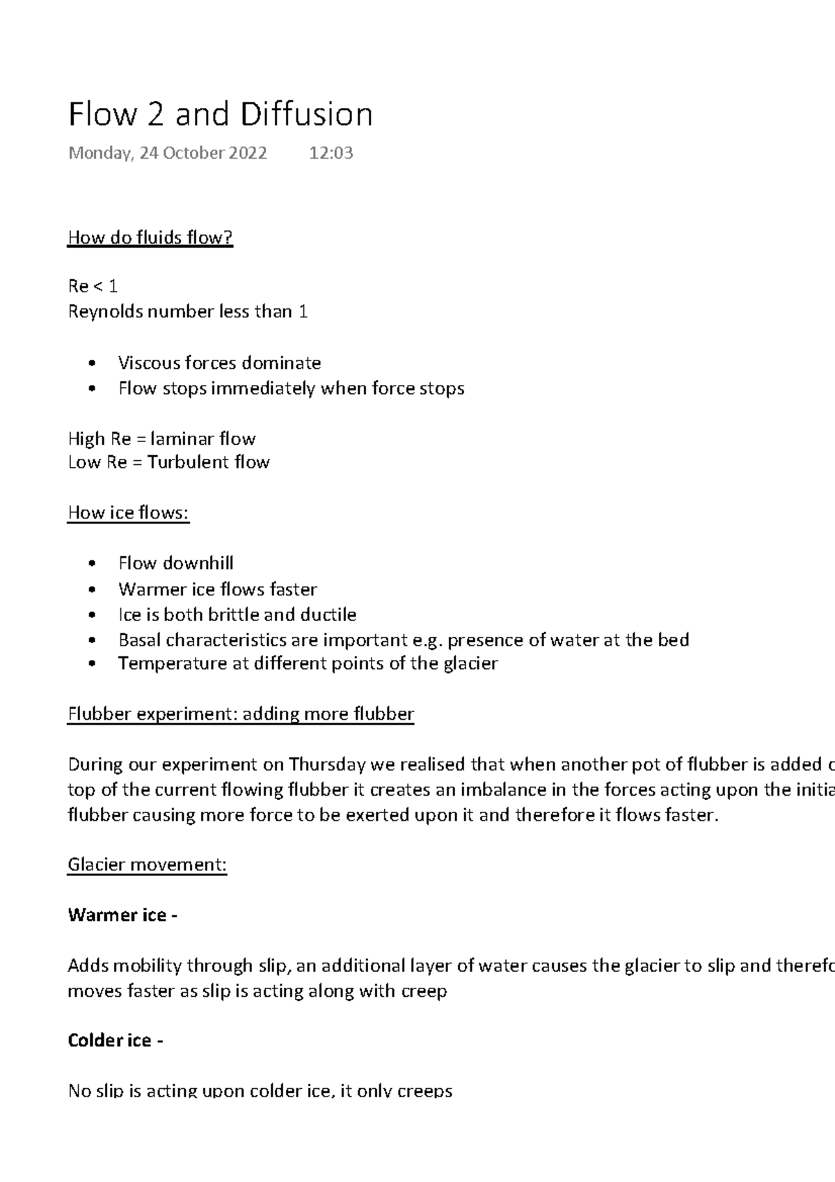 Flow 2 and Diffusion - Jenni Barclay - How do fluids flow? Re
