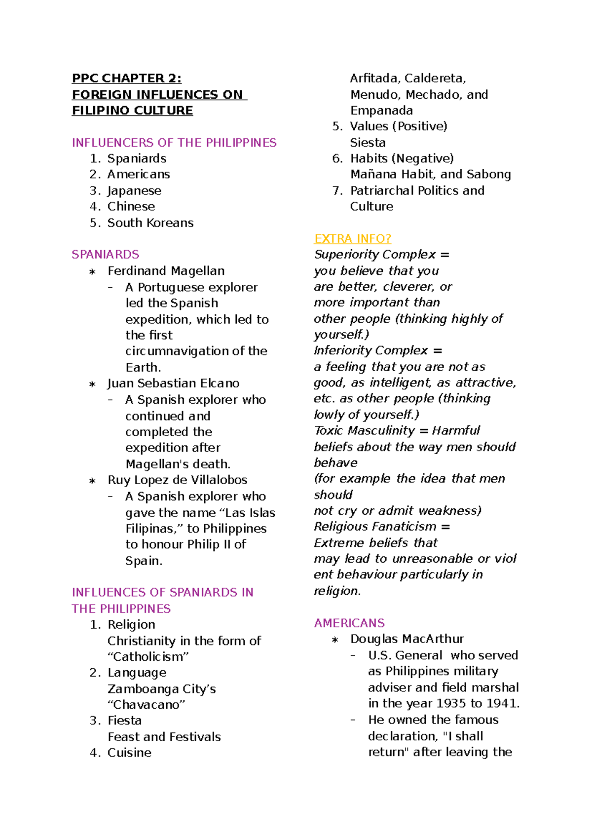 PPC- Chapter 2 - Ppc chap 2 - PPC CHAPTER 2: FOREIGN INFLUENCES ON FILIPINO CULTURE INFLUENCERS ...