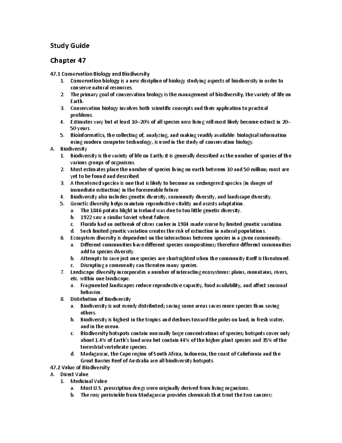 Study Guide Chapter 47 - lecture - Study Guide Chapter 47 47 ...