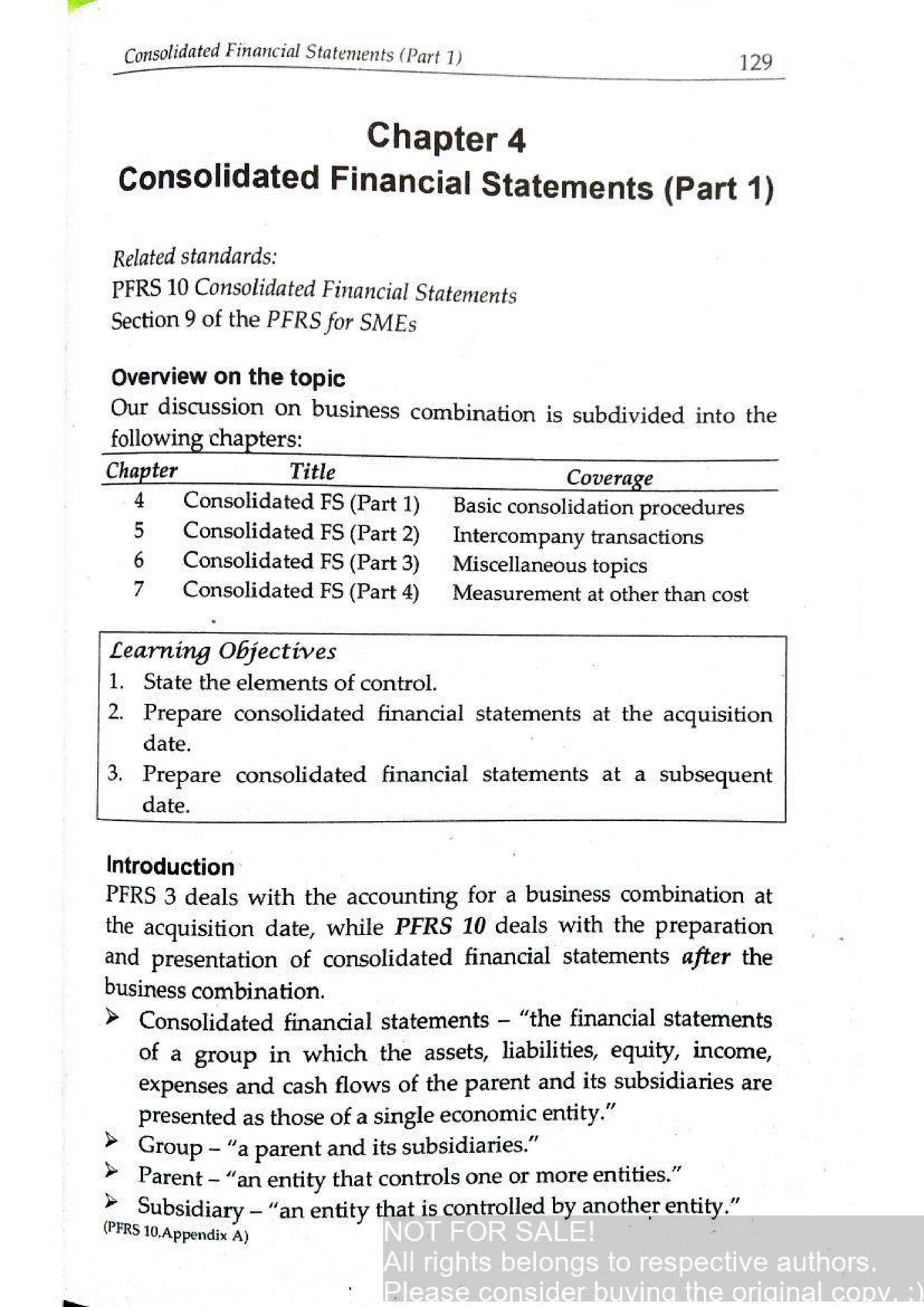 Chapter 4 Consolidated Financial Statements Part 1 - Accounting - Studocu