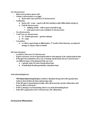 Sex Reproduction Review Sheet - Sex Chromosomes: - Male testes produce ...