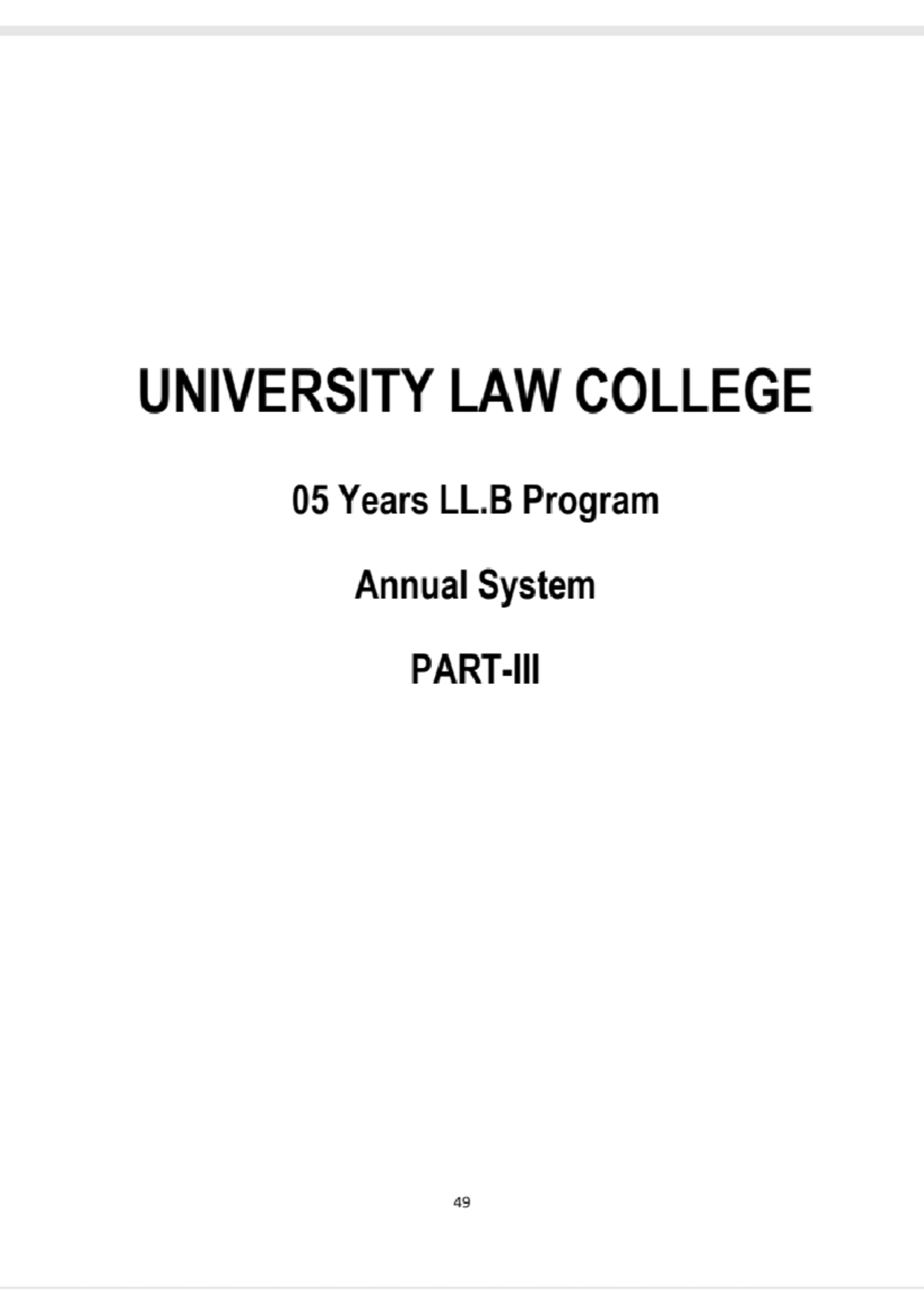 LLB-3 course outline... 5 years program... Punjab University - Law ...