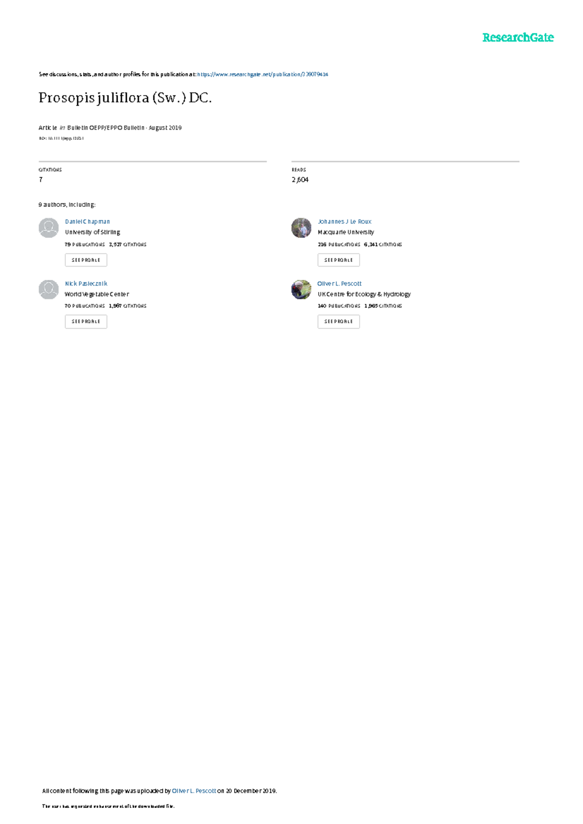 2019-EPPO Bulletin Prosopis - See discussions, stats, and author profiles for this publication ...