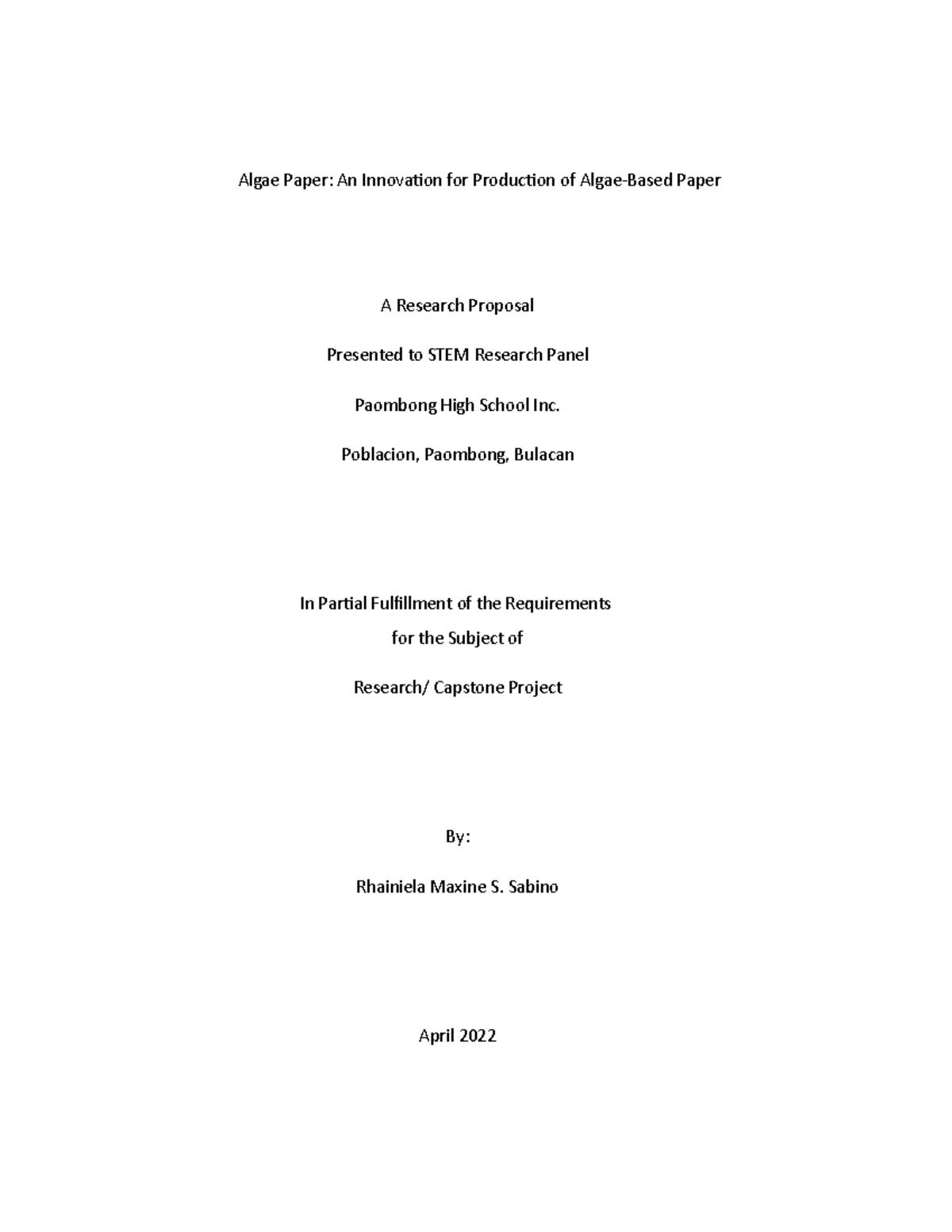 Algae Paper - Mini Research - Algae Paper: An Innovation for Production ...