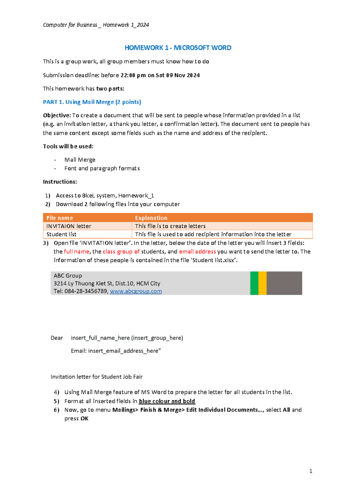 01 Homework 1 Microsoft Word - HOMEWORK 1 - MICROSOFT WORD This is a ...