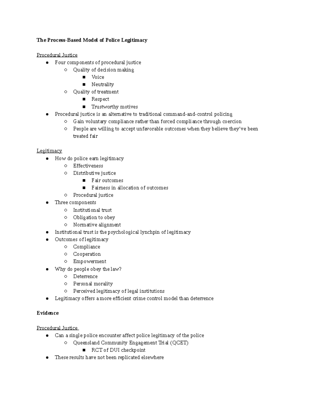 Notes 4 4 - Dr. Thompson - The Process-Based Model of Police Legitimacy ...