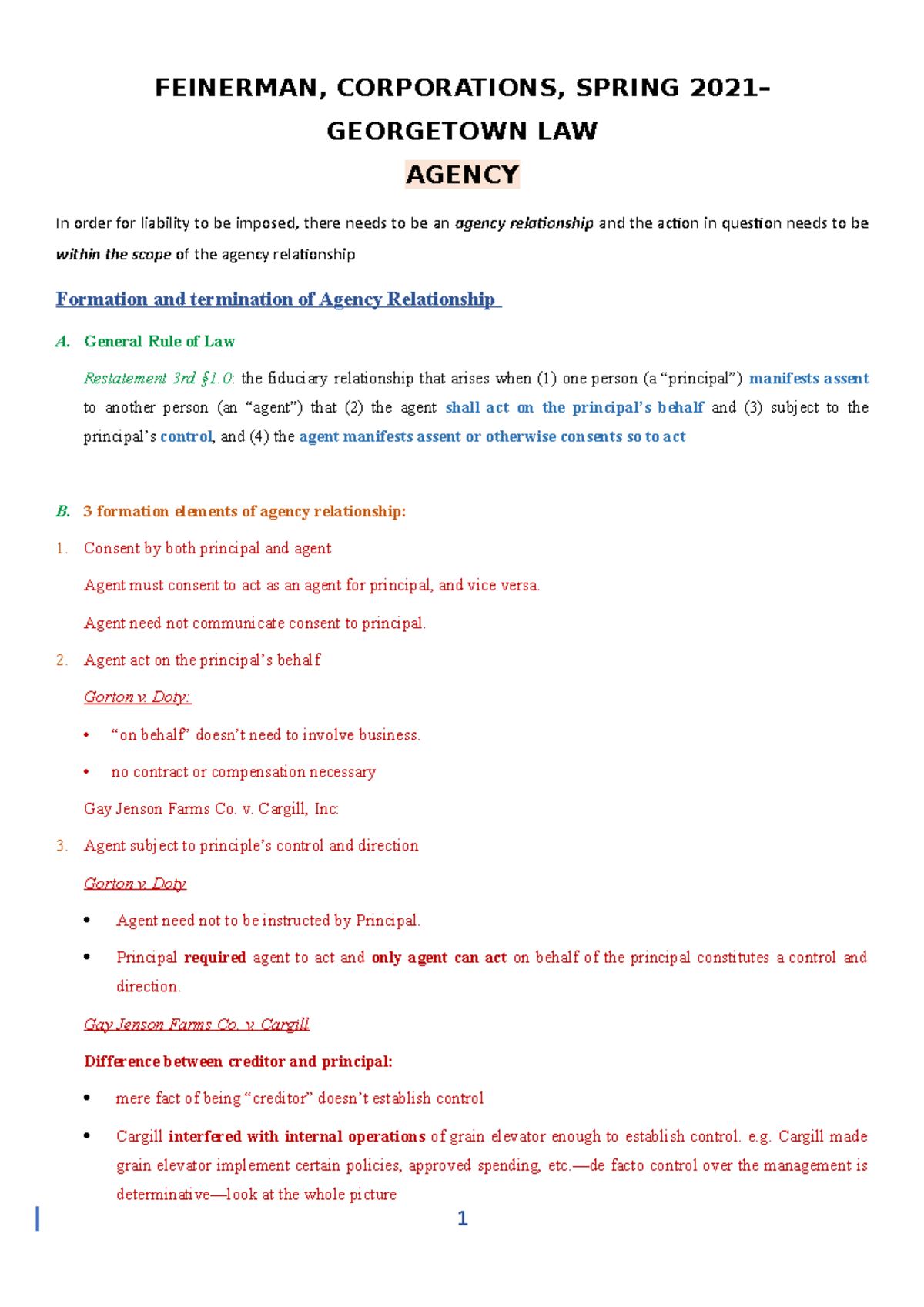 2021 LL.M. Corporations - Outline (Feinerman) - FEINERMAN, CORPORATIONS ...