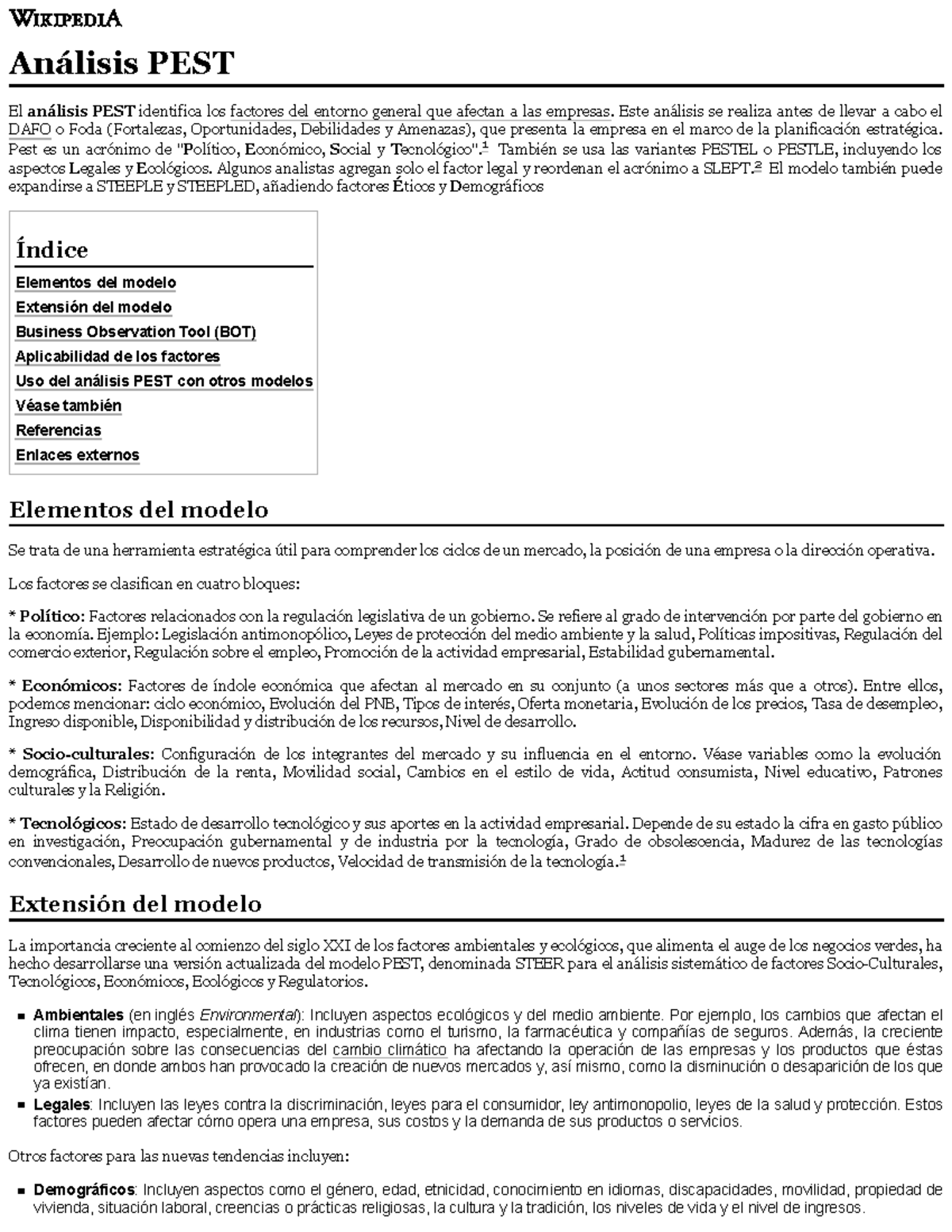 Análisis PEST - Wikipedia, la enciclopedia libre - Análisis PEST El ...