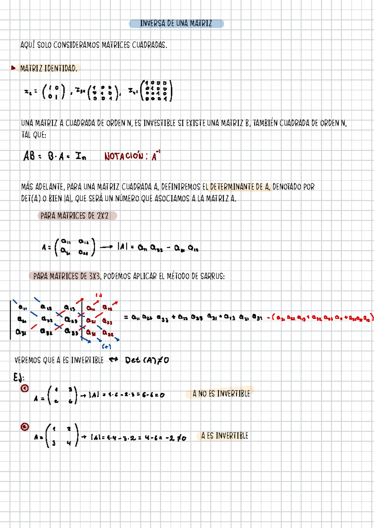 Álgebra lineal - inversa de una matriz - Inversa de una matriz Aquí ...