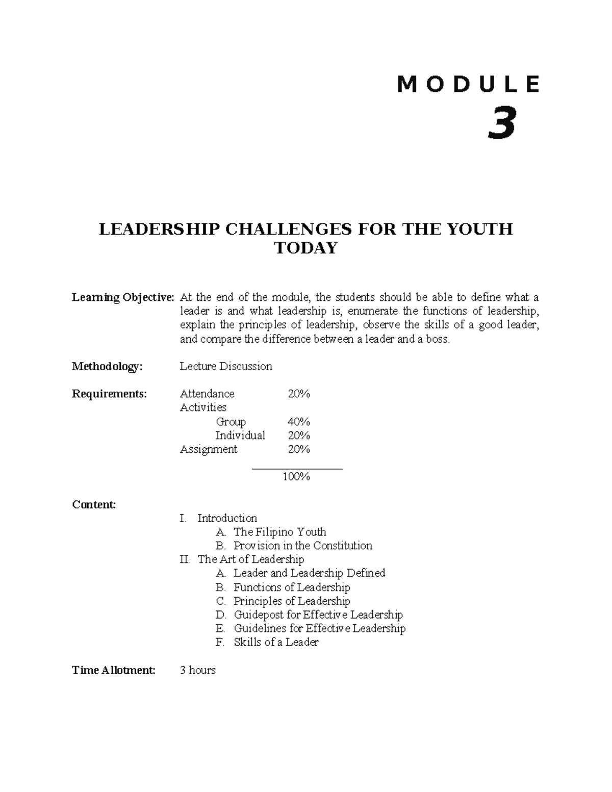Module 3 leadership challenges - M O D U L E 3 LEADERSHIP CHALLENGES ...