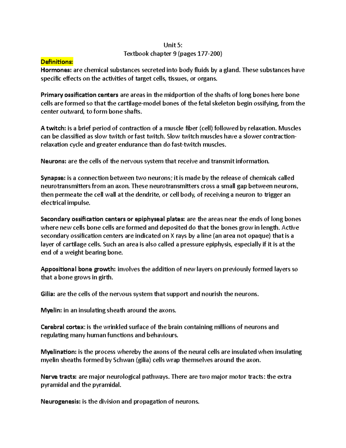 Unit 5- Developmental and aging body systems - Unit 5: Textbook chapter ...