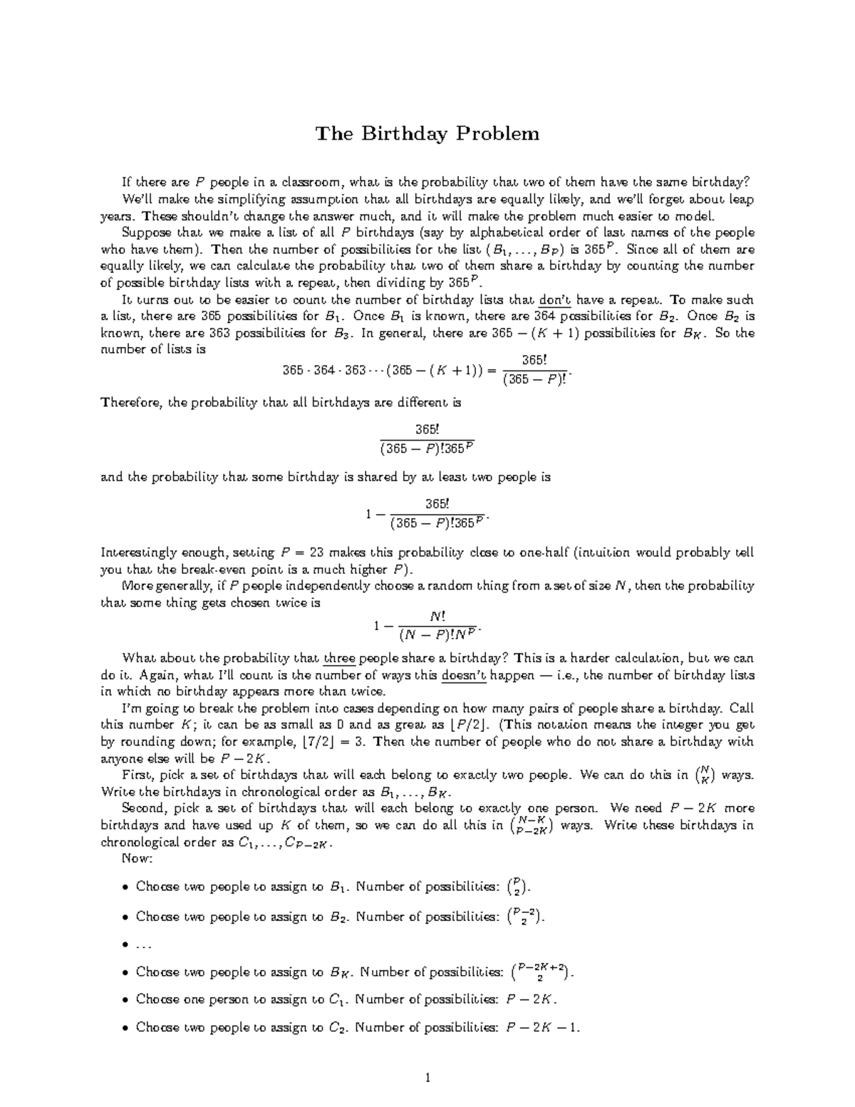 Seminar assignments - The birthday problem - The Birthday Problem If ...