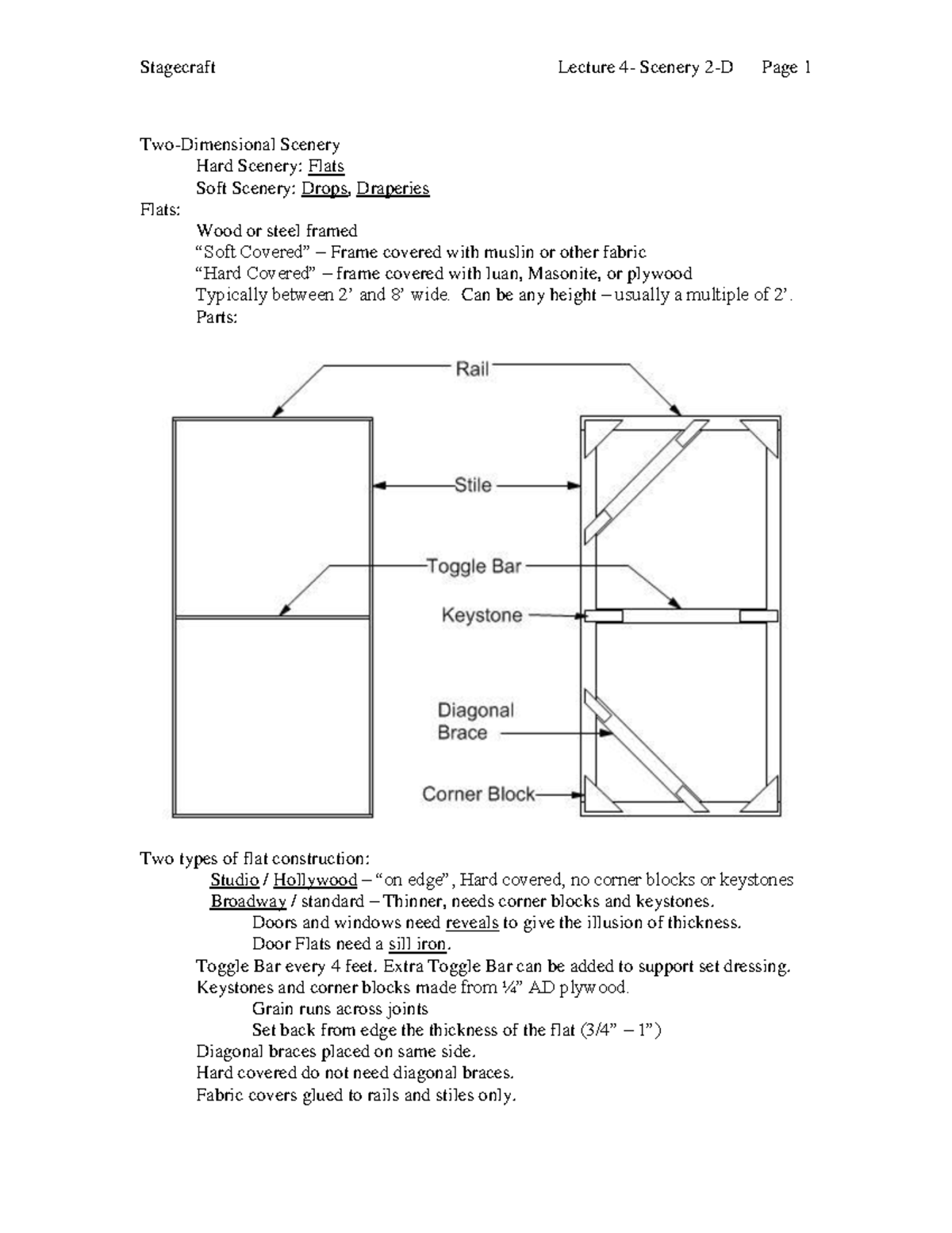 Lecture 4 - Two Dimensional Scenery - Stagecraft Lecture Scenery Page 1 ...