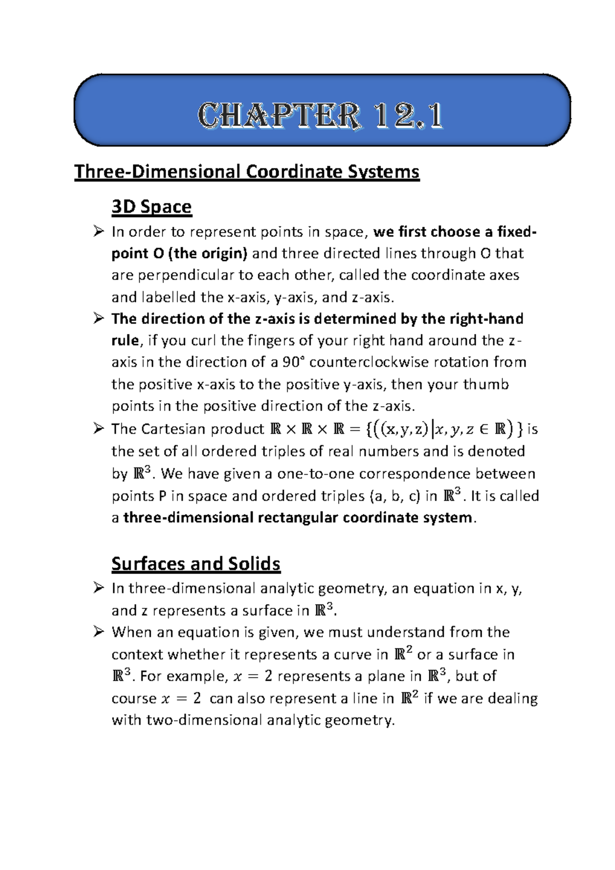 Chapter 12 - Summary Calculus: Early Transcendentals - Three ...