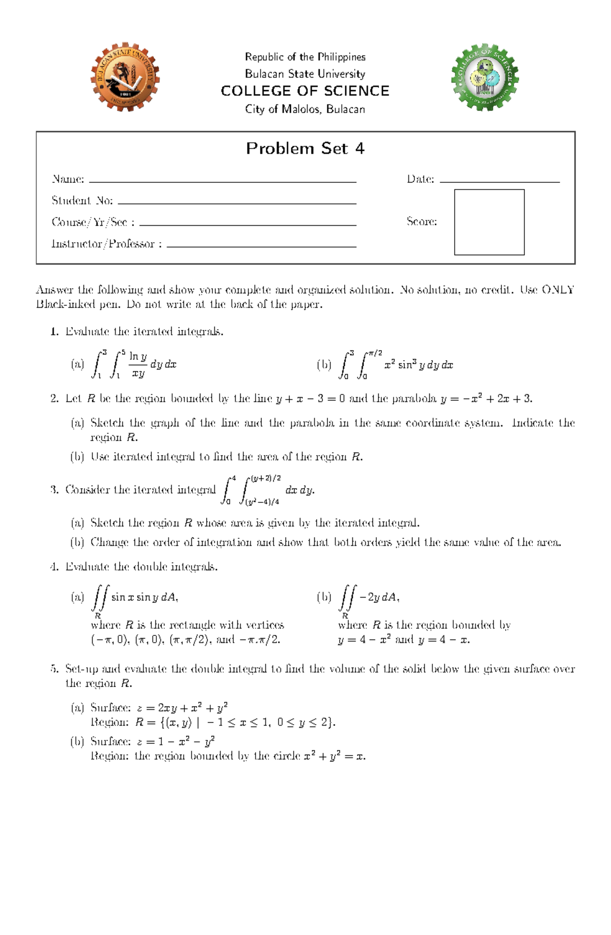 Calculus III-Probset 4A - ♣ ♦ t P ♣♣ ♥ s ♥ t t ♥ rs t② - Studocu