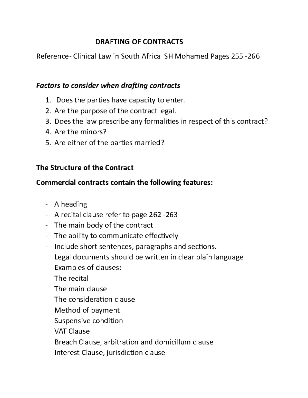 Drafting OF Contracts - Lecture notes 5 - DRAFTING OF CONTRACTS ...