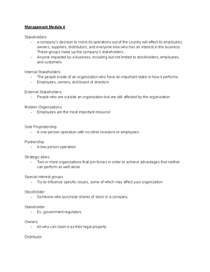 Management Module 6 - notes - Management Module 6 Michael Porter - The ...