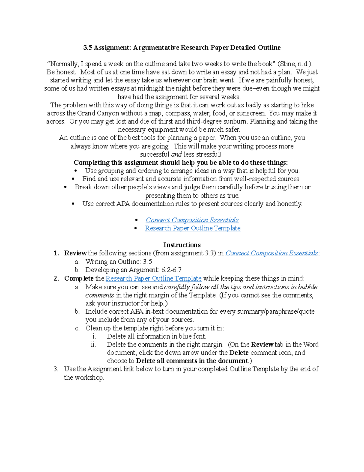 3.5 Assignment - 3 Assignment: Argumentative Research Paper Detailed ...