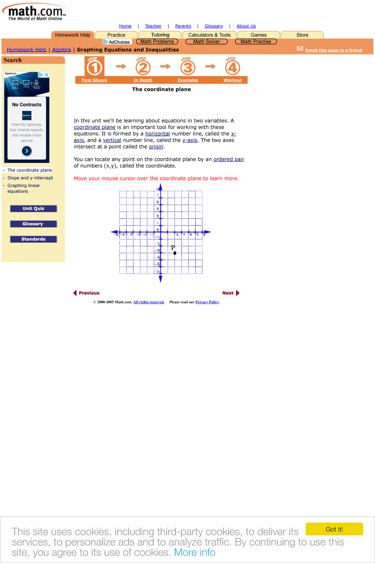 Graphing Equations and Inequalities - The coordinate plane - First ...