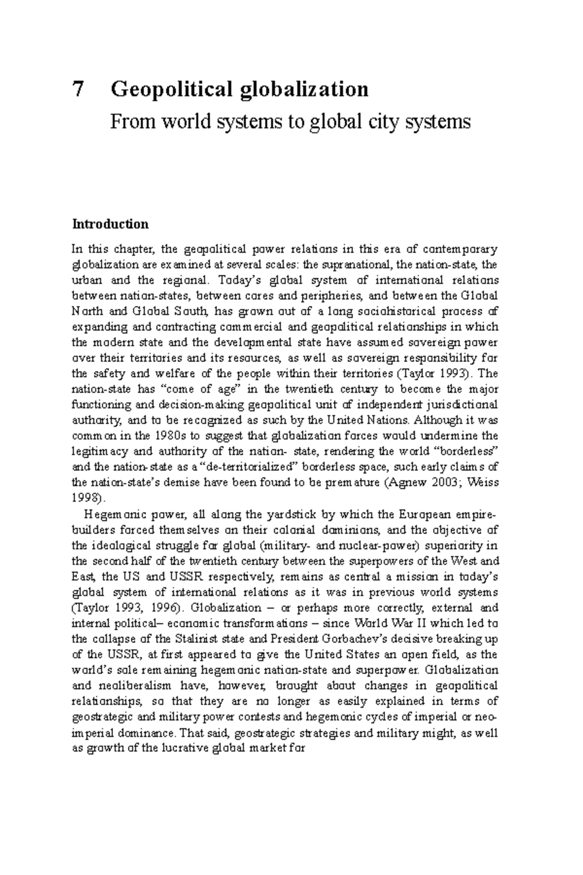 Geopolitical Globalization - 7 Geopolitical globalization From world ...