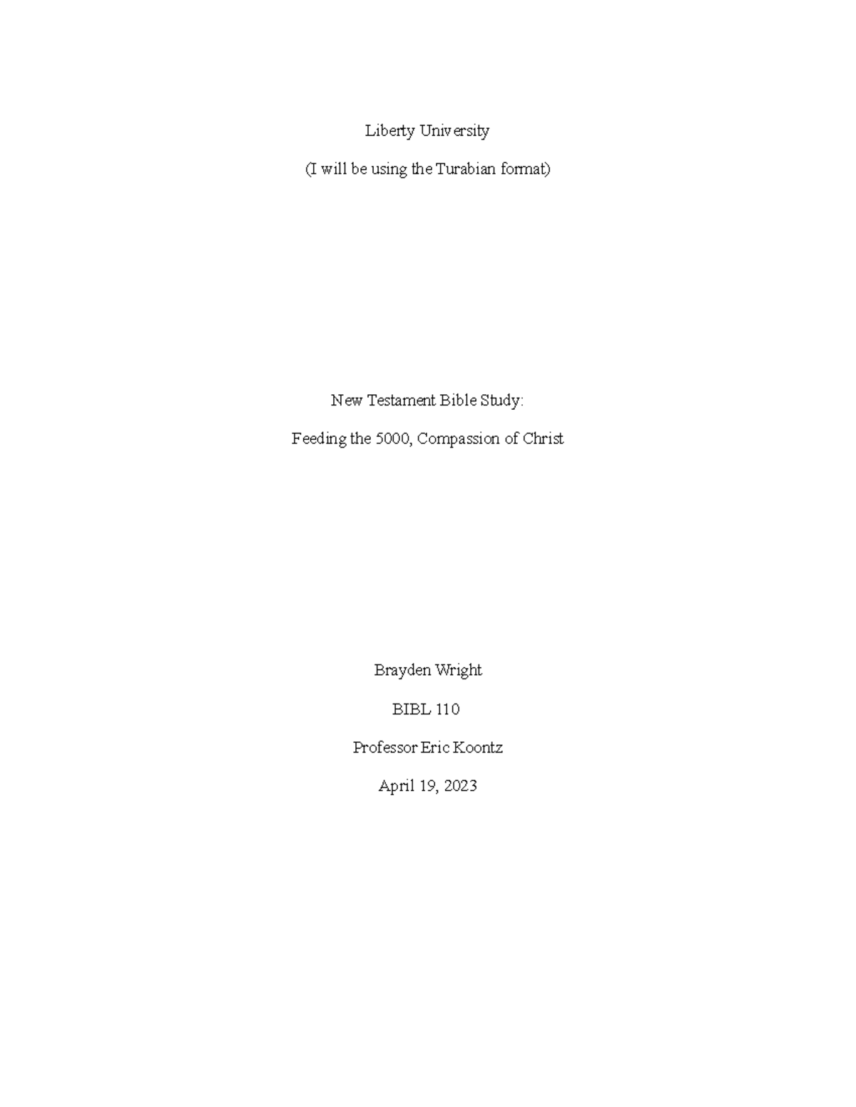 New Testament Bible Study - Preperation Assignment - Liberty University ...