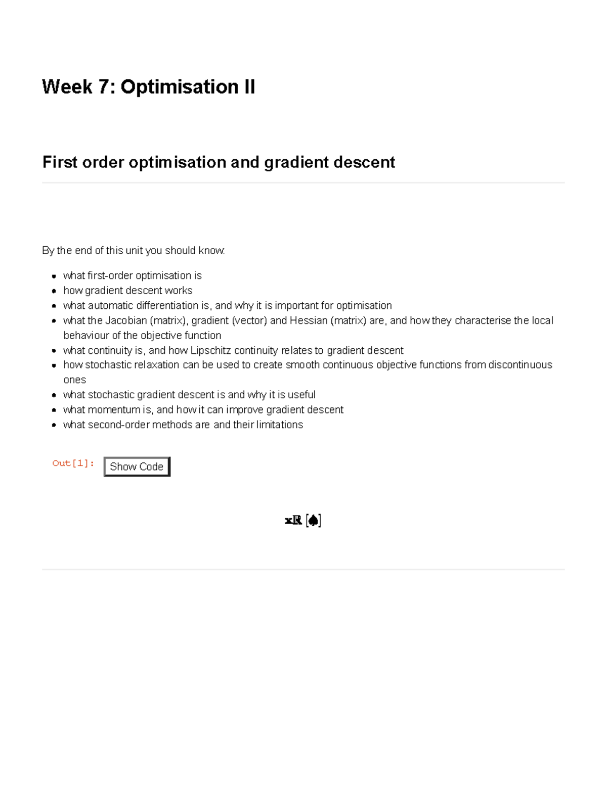 Week 7 Optimisation Ii Data Science Week 7 Optimisation Ii First Order Optimisation And