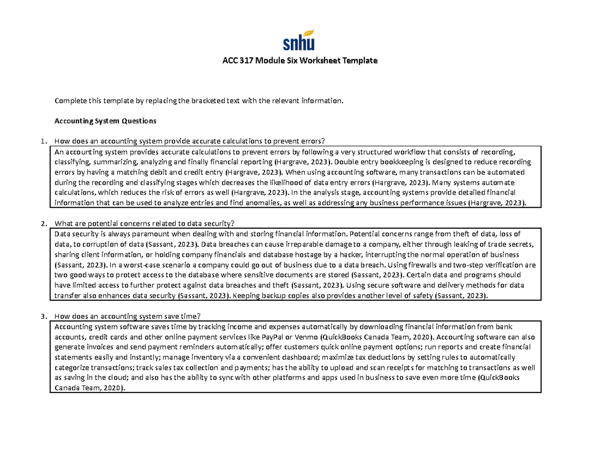 ACC 317 Module Six Worksheet Template - ACC 317 Module Six Worksheet ...