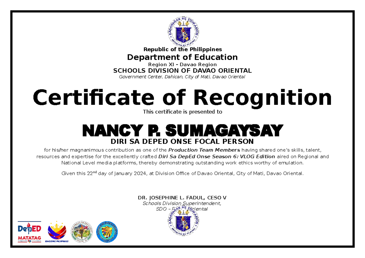 Deped ONSE Season 6 V - VIDEO SCRIPT - Department of Education Region ...