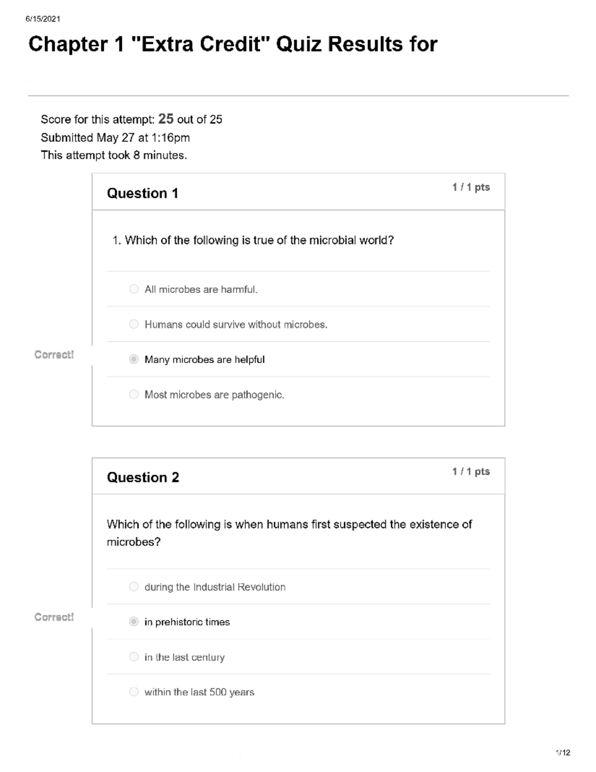 Extra credit quiz 1 - BIO 150 - LFCC - Studocu