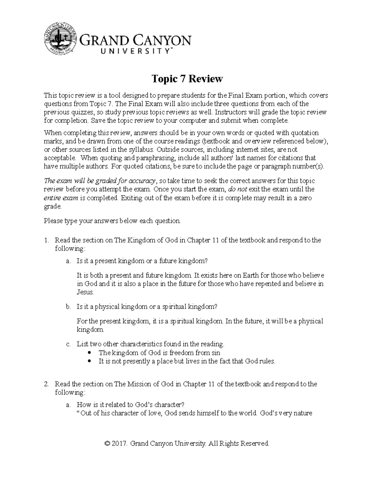 CWV 101 RS T7Review Online - Topic 7 Review This topic review is a tool ...