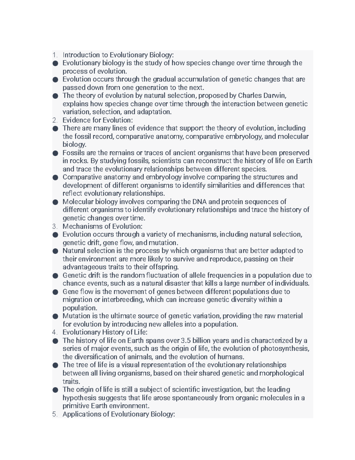 Introduction to Evolutionary Biology - Evolution occurs through the ...